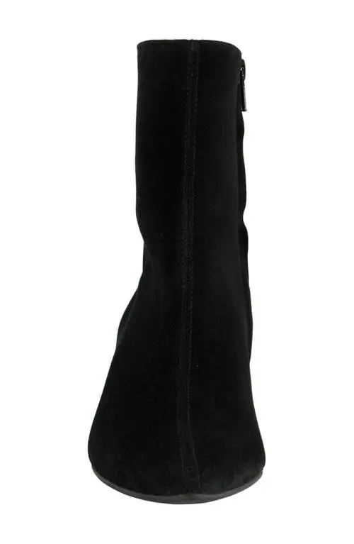 Paul Green Ciara Pointed Toe Kitten Heel Bootie - Black Soft Suede