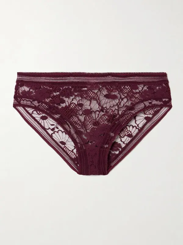 ERES Miellée Leavers Lace Briefs - Burgundy
