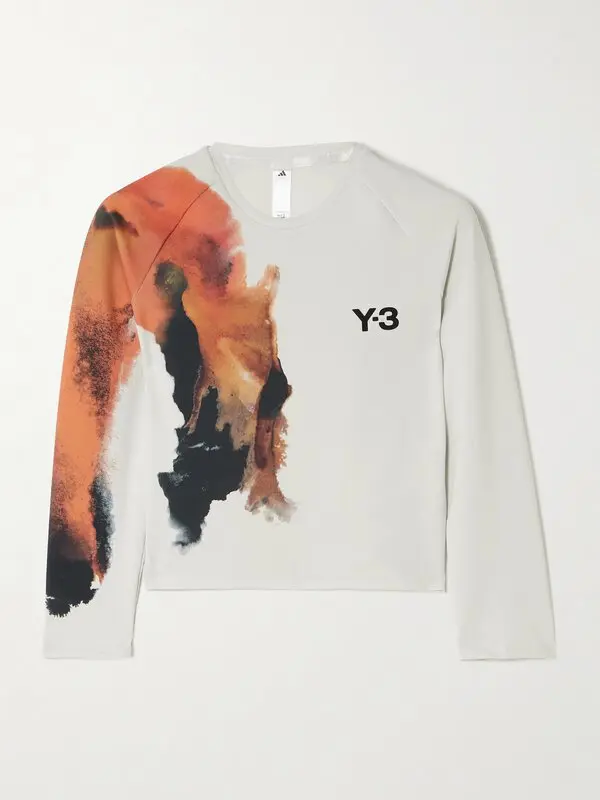 Adidas Originals By Alexander Wang Y-3 Cropped Printed Stretch-jersey Top - White