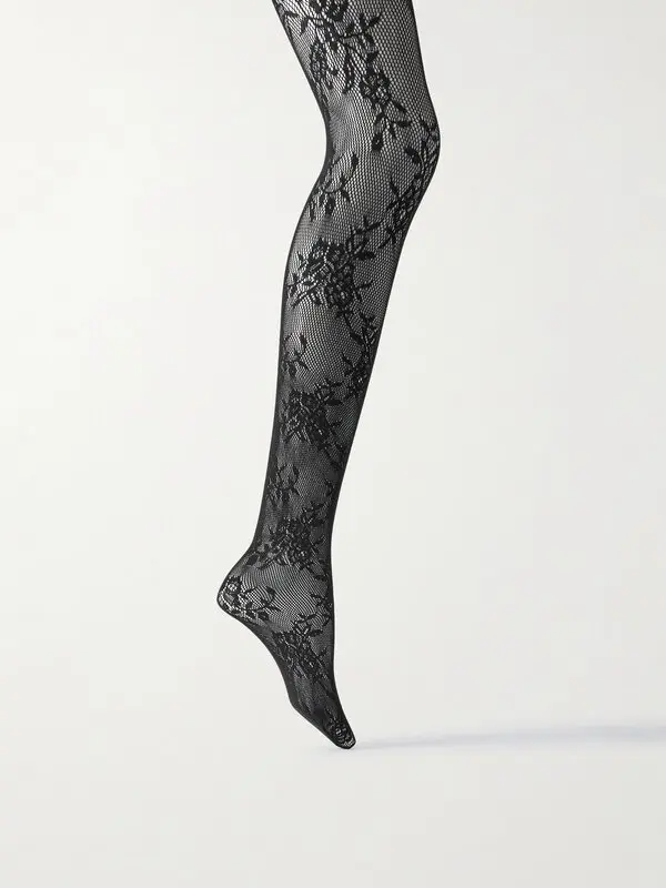 Alexander McQueen Stretch-lace Tights - Black