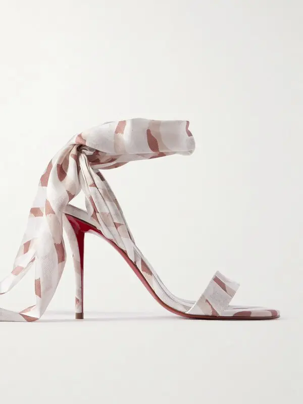 CHRISTIAN LOUBOUTIN Miss Z 100 Printed Satin Sandals - Pink