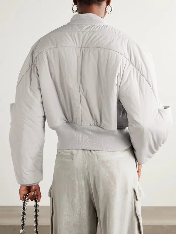 Rick Owens Cropped Wool-trimmed Shell Down Bomber Jacket
