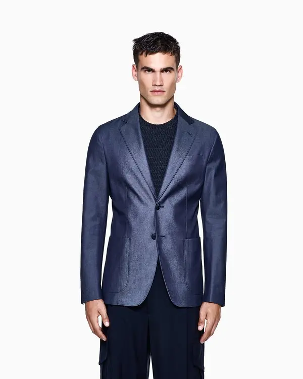 Giorgio Armani Upton Line Denim-effect Serge Jacket - Blue