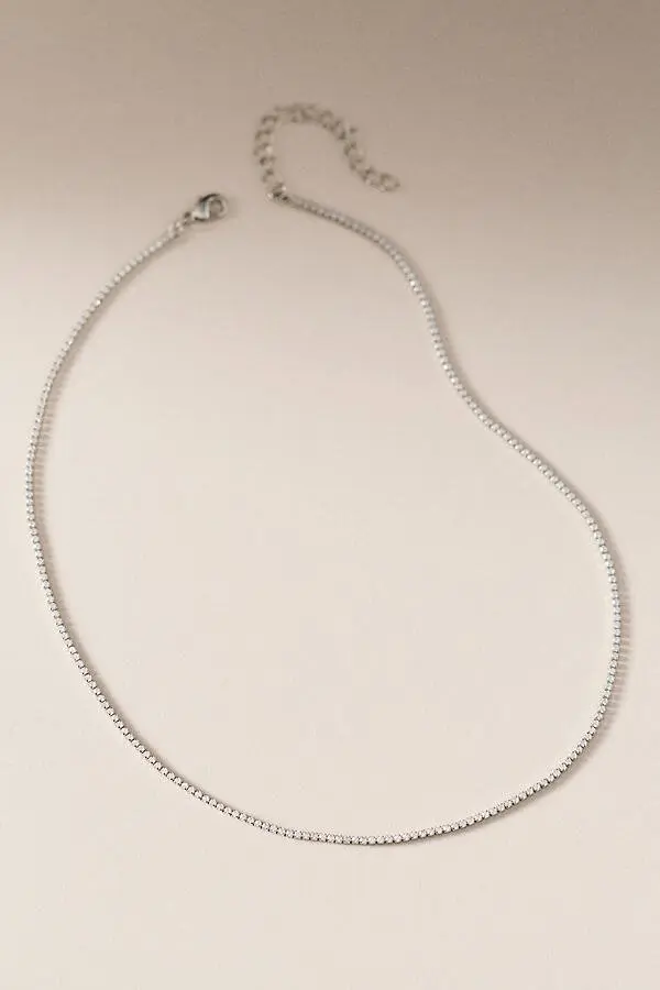 Shashi Micro Teeny Ty Tennis Necklace - Silver