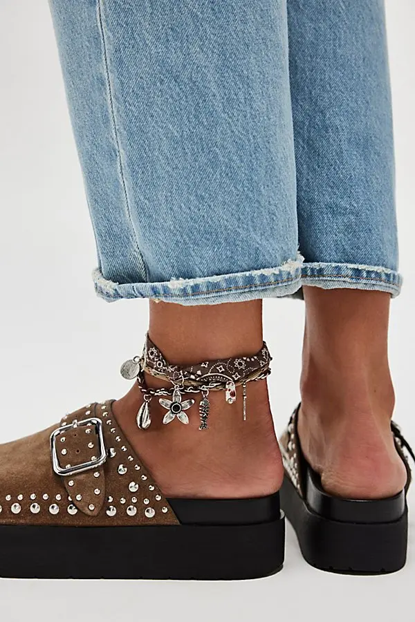Free People Cayatana Studded Mules - Taupe Suede