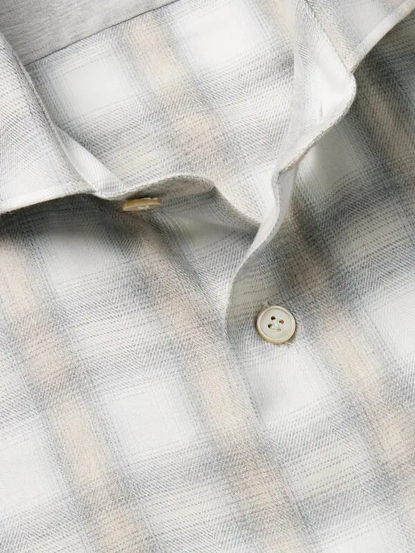 Eleventy Checked Cotton And Lyocell-blend Flannel Shirt
