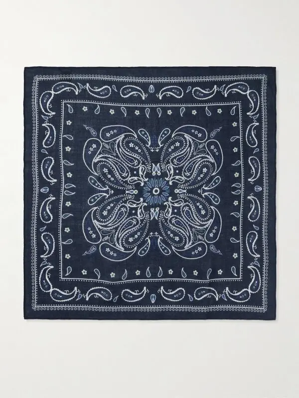 Hartford Paisley-print Wool Scarf - Blue