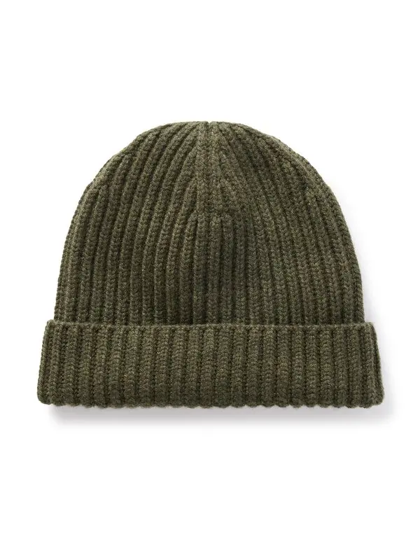 Loro Piana Ribbed Cashmere Beanie - Green