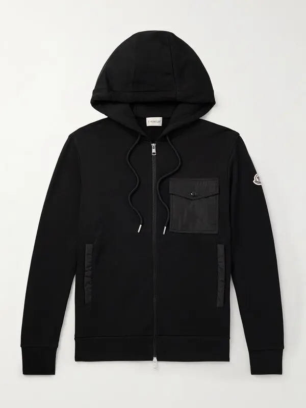 Moncler Cotton-blend Jersey Zip-up Hoodie - Blue