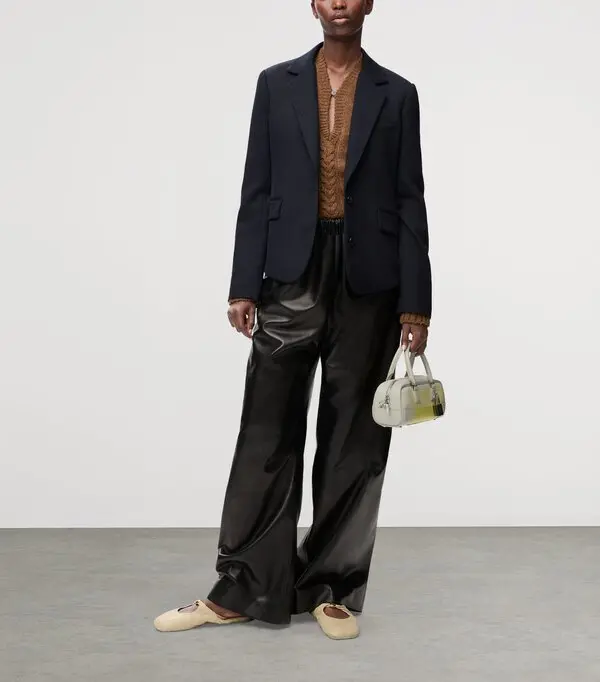 Loewe Wool Blazer With Calf Leather Buckle Detail - Navy