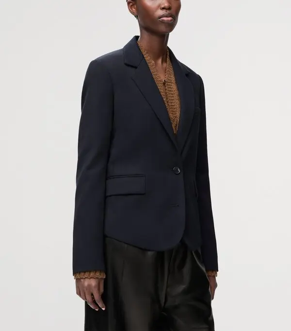 Loewe Wool Blazer With Calf Leather Buckle Detail - Navy