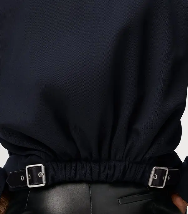 Loewe Wool Blazer With Calf Leather Buckle Detail - Navy