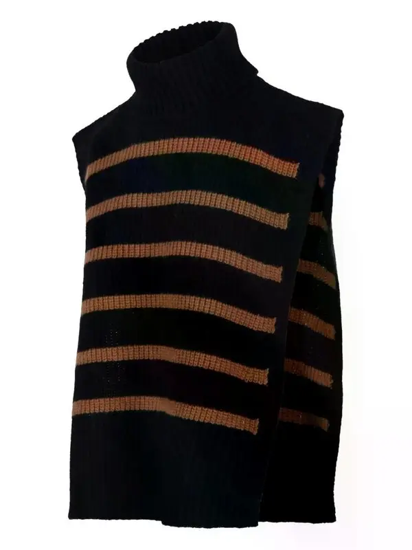 DAVANTINO Striped Turtleneck Vest - Black