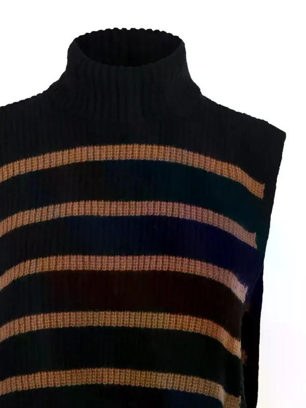 DAVANTINO Striped Turtleneck Vest - Black