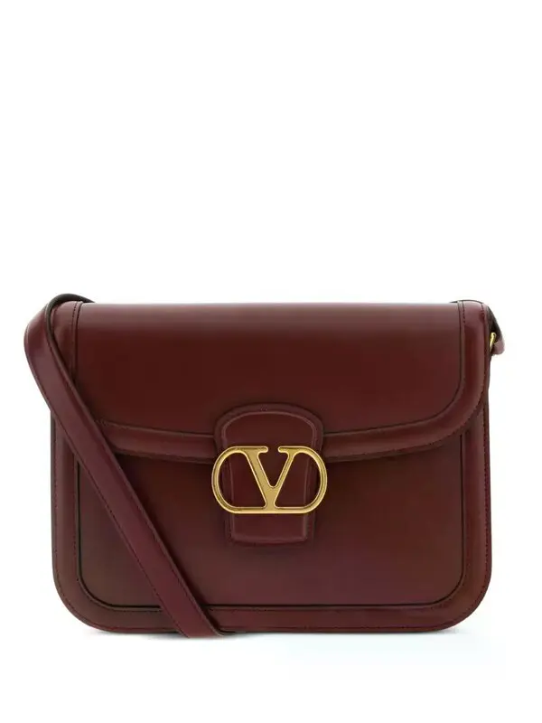 Valentino Garavani V-logo Signature Leather Shoulder Bag - Red