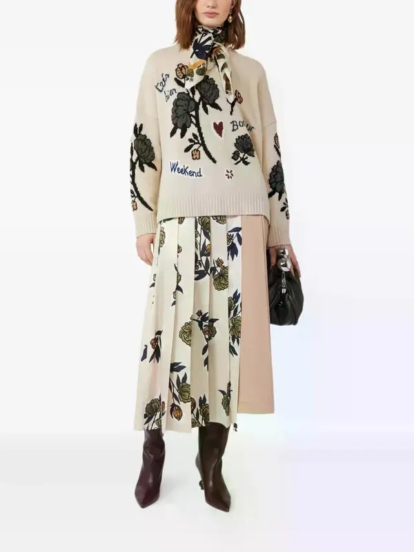 Max Mara Floral-print Midi Skirt - Neutrals