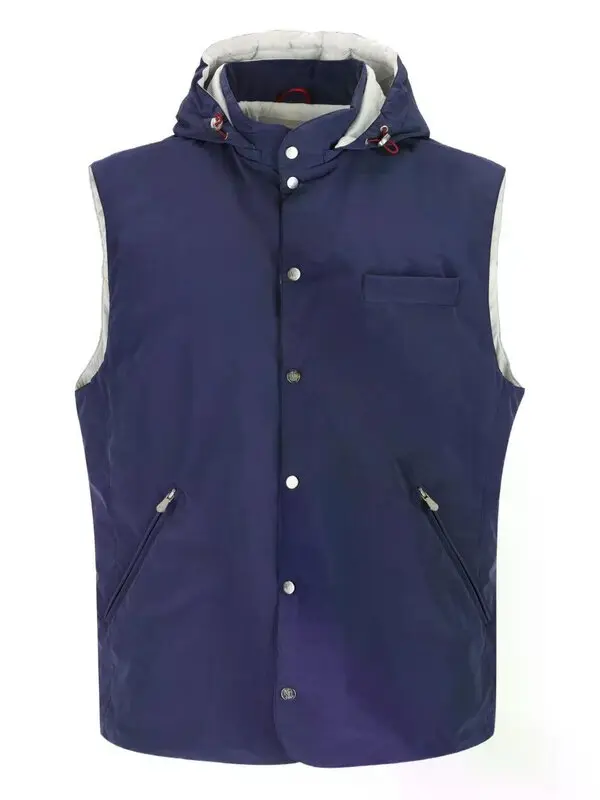 Brunello Cucinelli Removable-hood Snap-button Gilet - Blue