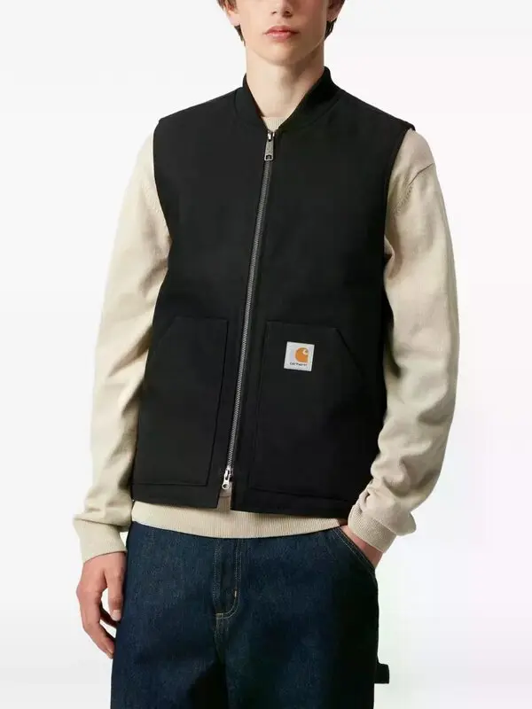 Carhartt Work In Progress Zip-front Pouch-pocket Gilet - Black