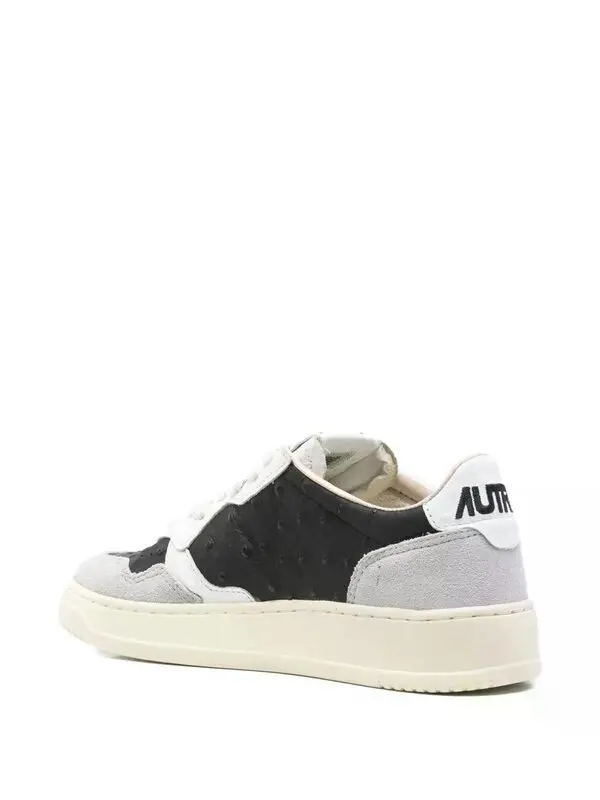 AUTRY Ostrich-embroidered Leather Sneakers