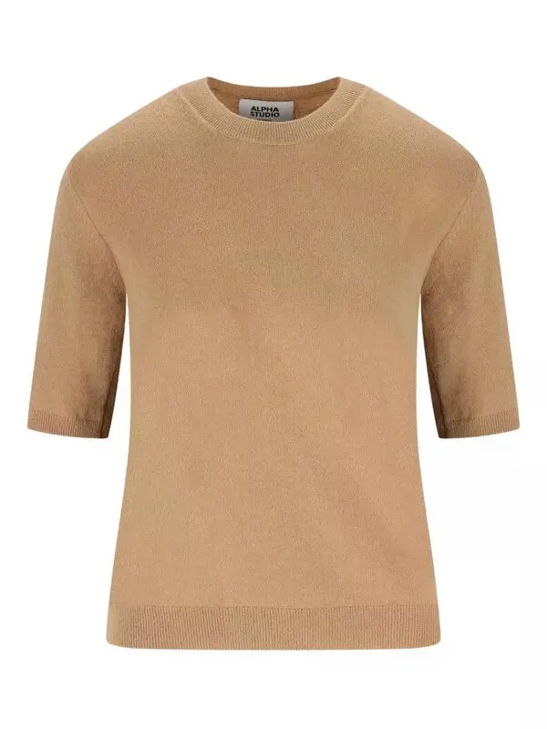 Alpha Studio Short-sleeve Cashmere Sweater
