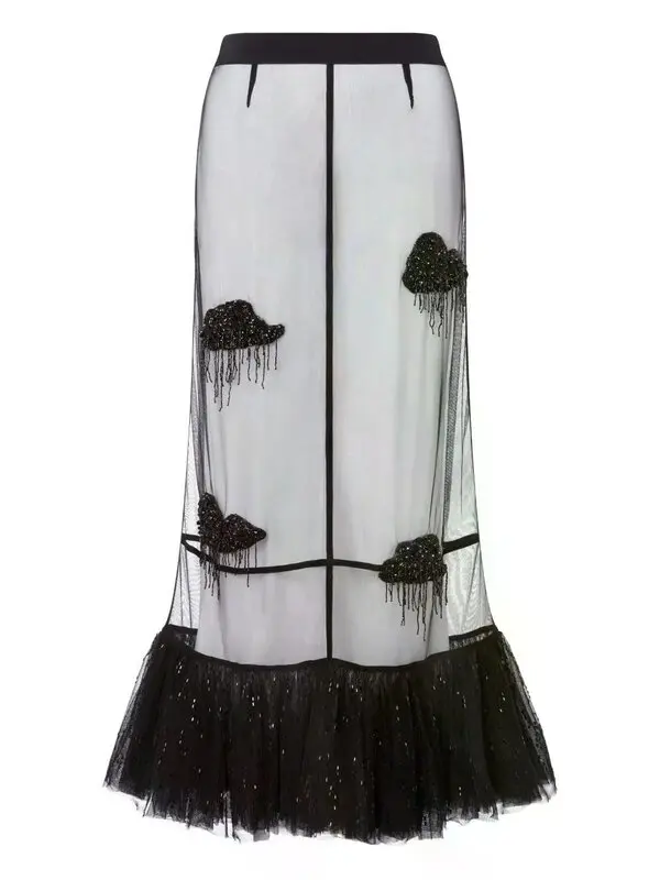Moschino Beaded-embellished Ruffled Skirt