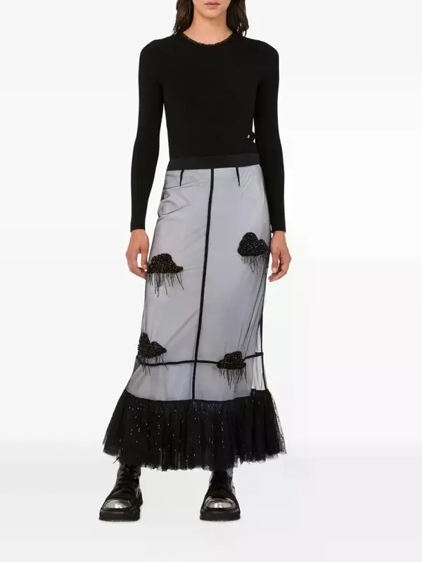 Moschino Beaded-embellished Ruffled Skirt