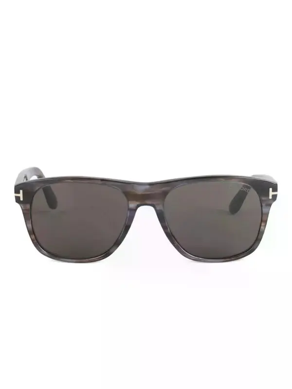 TOM FORD Striped Rectangle Sunglasses - Brown