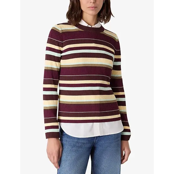 Whistles Crew-neck Multi-stripe Knitted Jumper