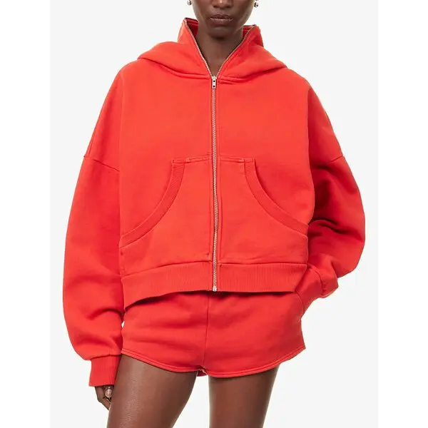 Entire Studios Eternal Zip Cotton-Jersey Hoodie - Cherry - 53% Off 