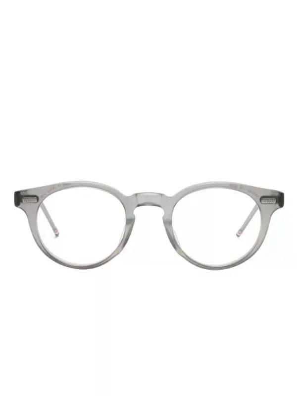 Thom Browne Round Frame Glasses With Stripe Detail - Grey