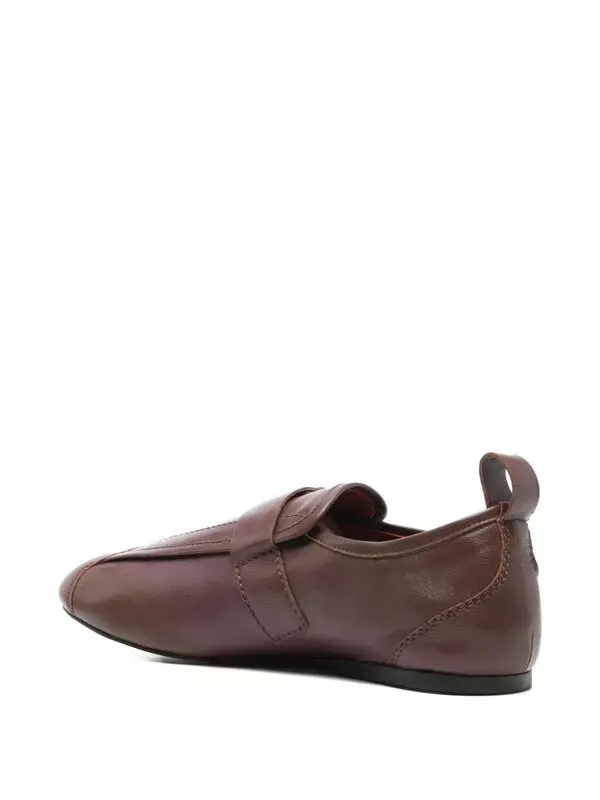 Plan C Buckle-strap Leather Sneakers - Brown