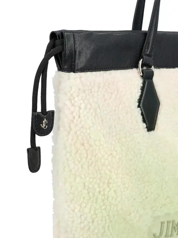 JIMMY CHOO Drawstring-fastening Shearling Tote Bag - Neutrals