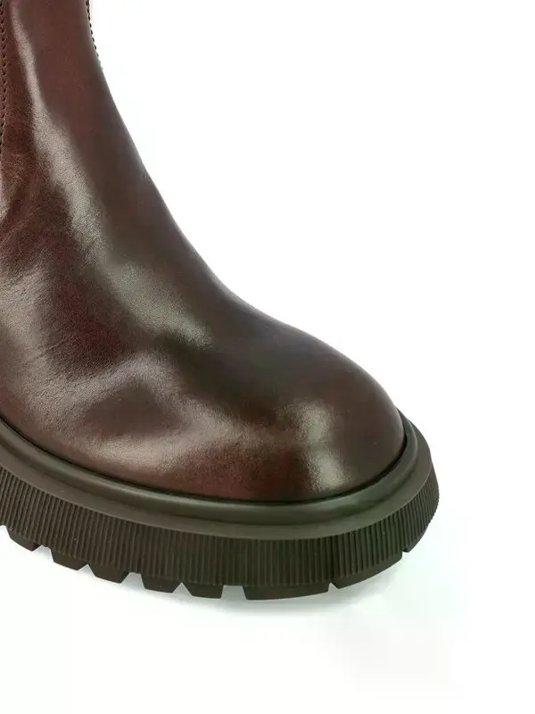 JIMMY CHOO Knit-trim Leather Boots - Brown
