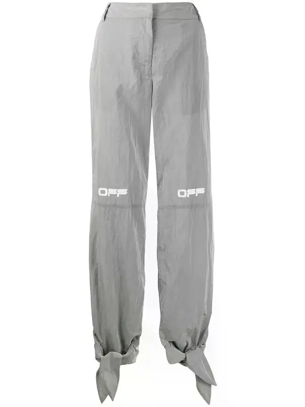 Off-White Printed Trousers With Tie Cuffs