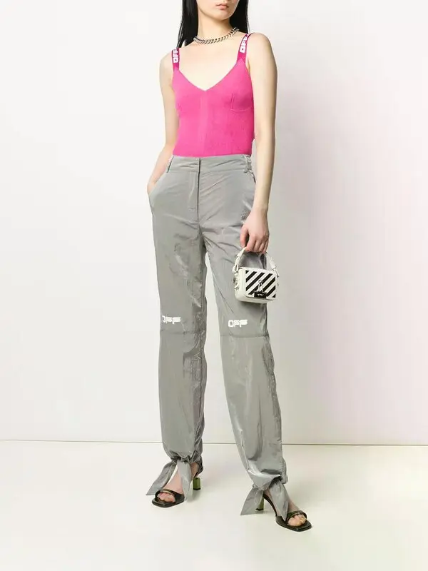 Off-White Printed Trousers With Tie Cuffs