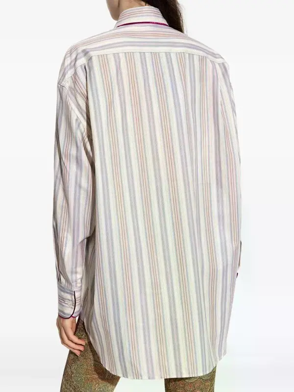 Etro Striped Velvet-trimmed Shirt - Neutrals