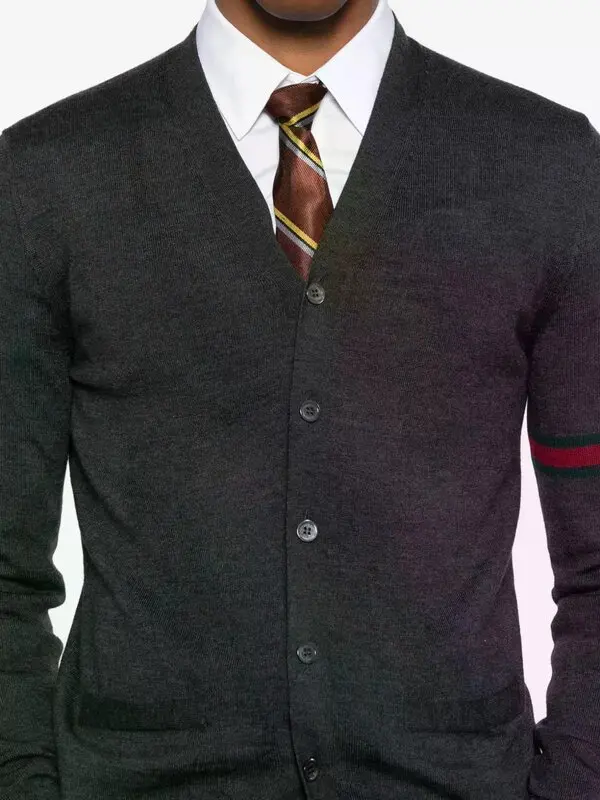 Gucci Striped-sleeve V-neck Cardigan