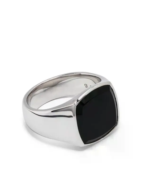 Tom Wood Cushion Polished Onyx Ring - Silver