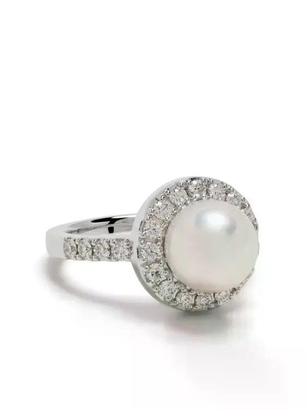 TASAKI 18kt White Gold Akoya Pearl And Diamond Ring - Silver