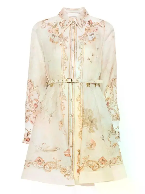 Zimmermann Floral-print Belted Mini Shirtdress