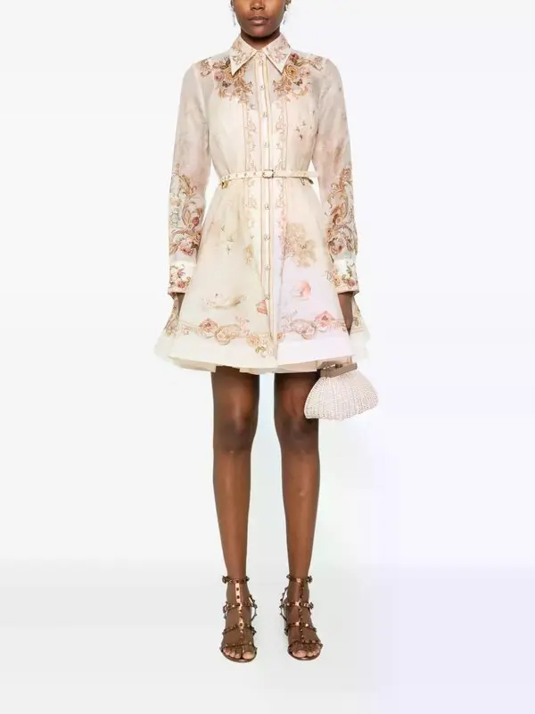 Zimmermann Floral-print Belted Mini Shirtdress