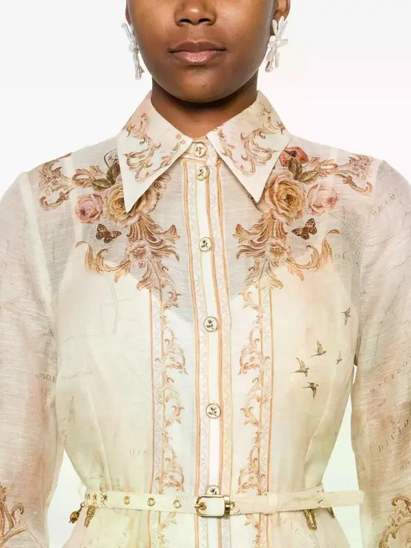 Zimmermann Floral-print Belted Mini Shirtdress