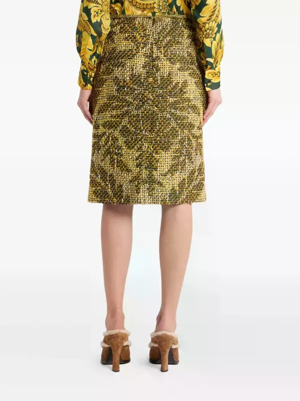 Etro Jacquard Basketweave Straight Skirt