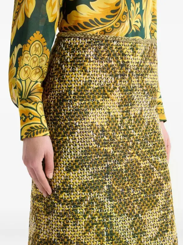 Etro Jacquard Basketweave Straight Skirt