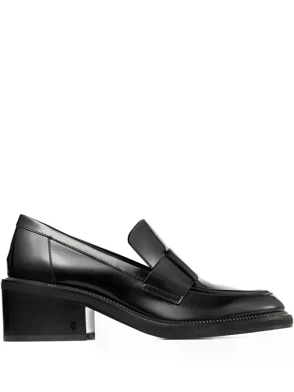 JIMMY CHOO Tylor Leather Block-heel Loafers - Black