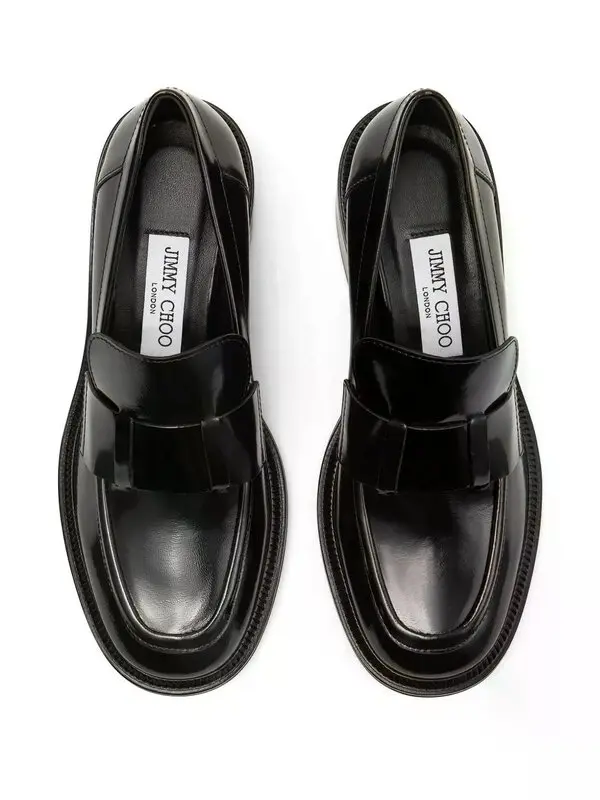 JIMMY CHOO Tylor Leather Block-heel Loafers - Black