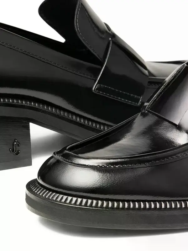 JIMMY CHOO Tylor Leather Block-heel Loafers - Black