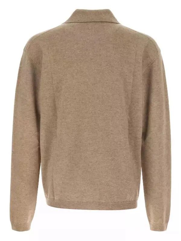 THE ROW Taupe Cashmere Knit Polo - Neutrals