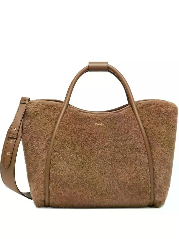 Max Mara Shearling Handbag With Leather Trim - Brown