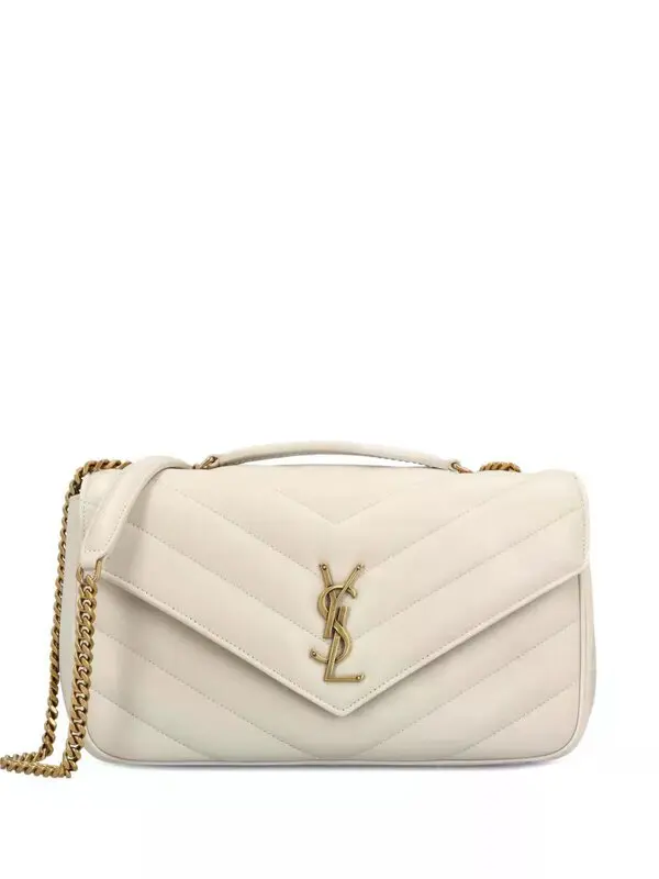 Saint Laurent Loulou Chevron-quilted Shoulder Bag - Neutrals